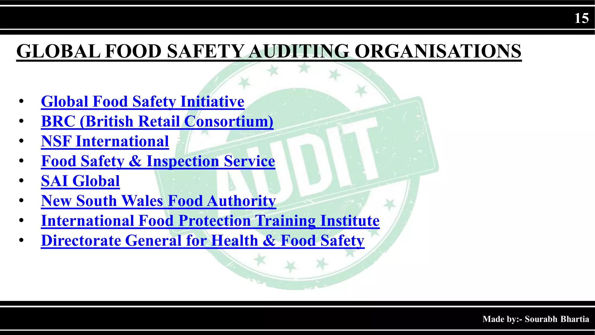 Food Safety & Food Quality Auditing. | PDF