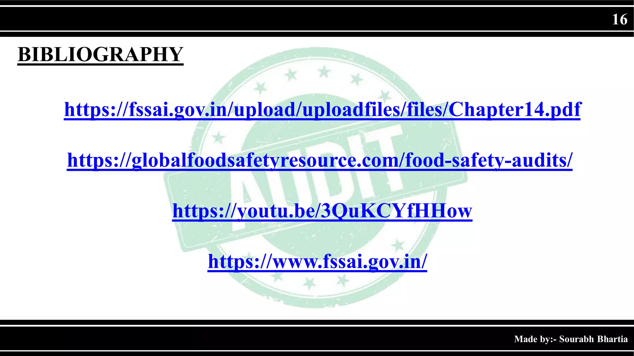 Food Safety & Food Quality Auditing. | PDF
