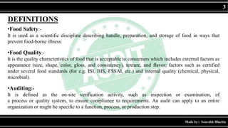 Food Safety & Food Quality Auditing. | PDF
