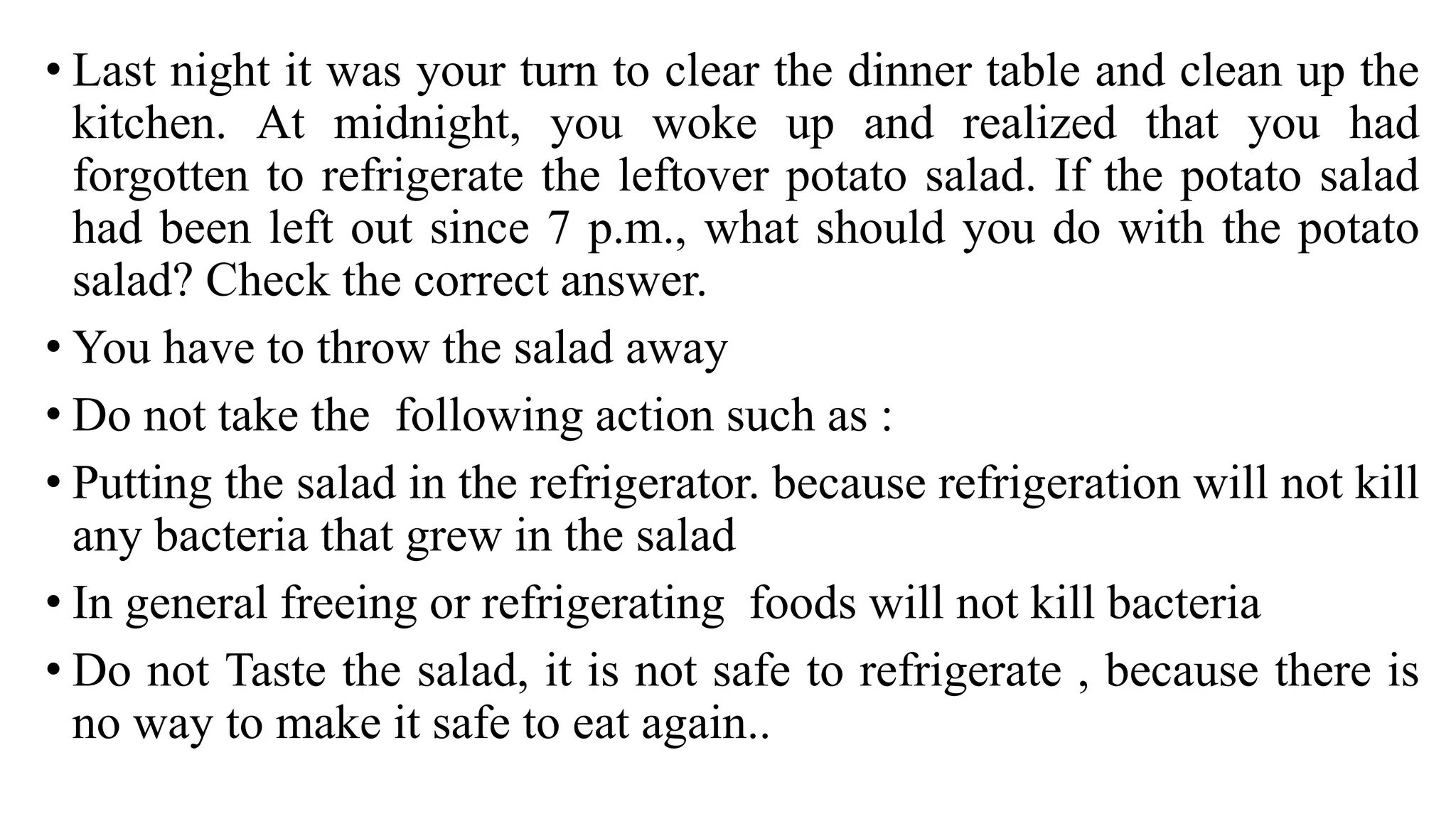 Food safety questions | PDF