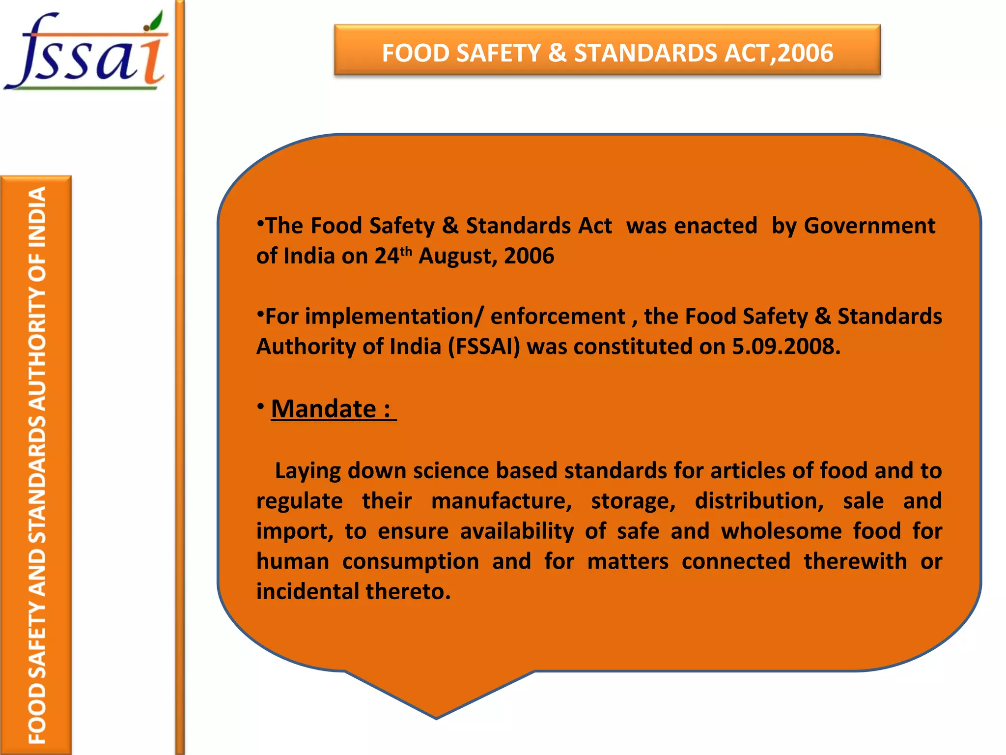 Indian food safety and standards Act, 2006 | PPT