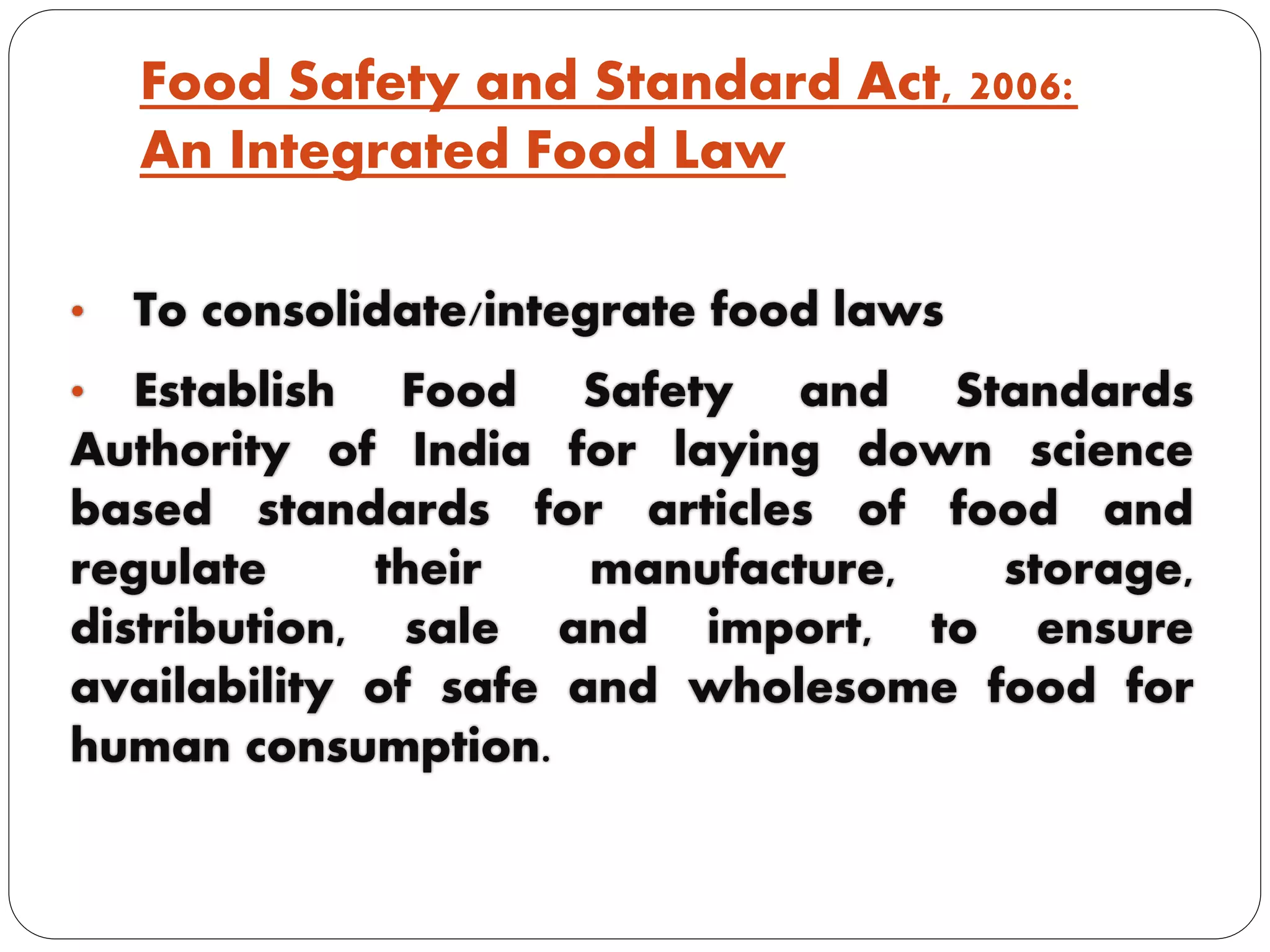 Food Safety & Standard Act, 2006 | PPTX