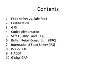 Food safety standards and certifications | PDF