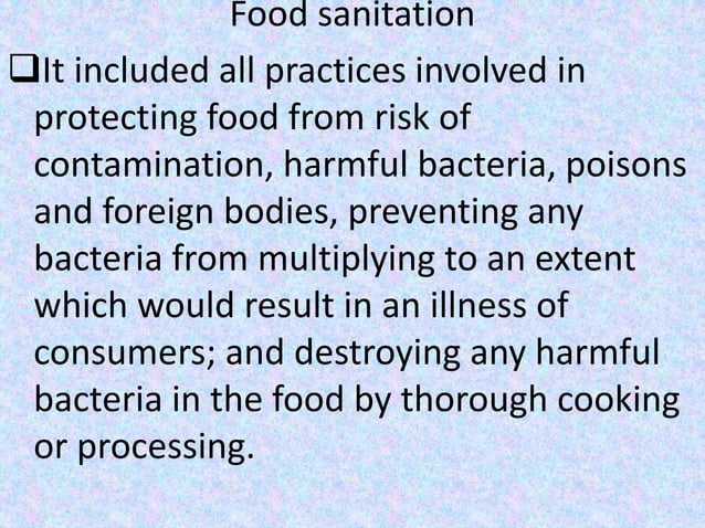 Food sanitation | PPTX | Infectious Diseases | Diseases and Conditions