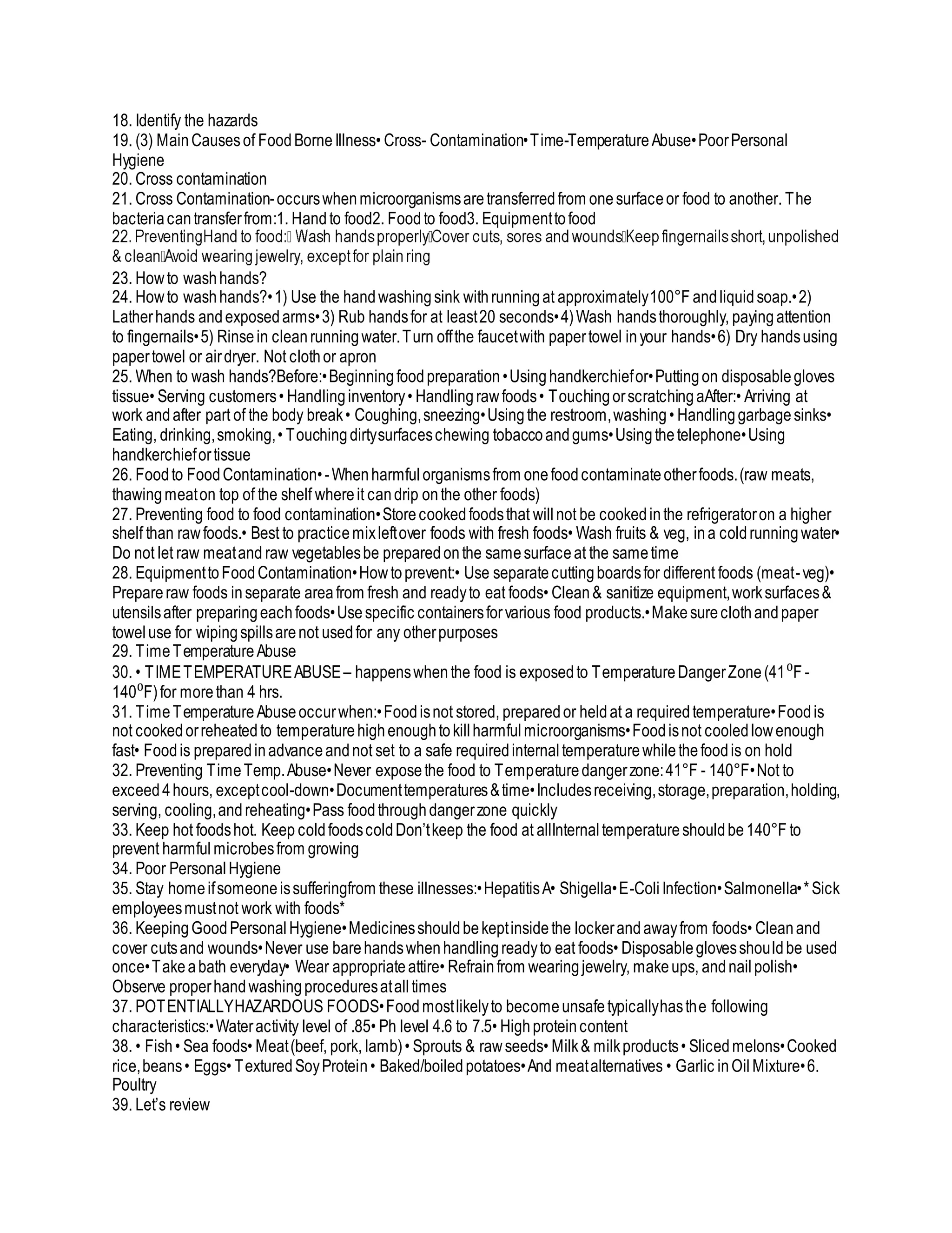 Food sanitation | DOCX