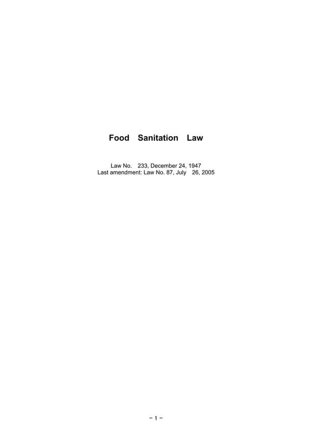 Food sanitation law in japan | PDF | Food & Drink