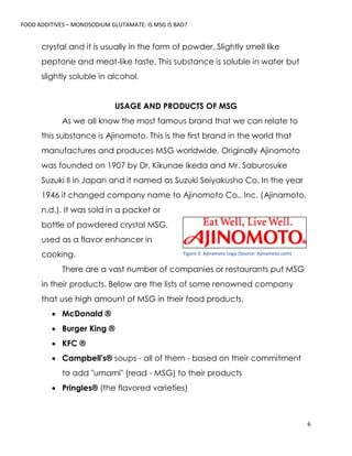 Food Additive: MSG - is it bad for us? | PDF