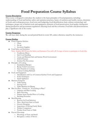Foodscoursesyllabusforpdf (1) | PDF