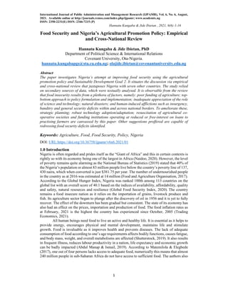 Food security and nigeria’s agricultural promotion policy empirical and ...