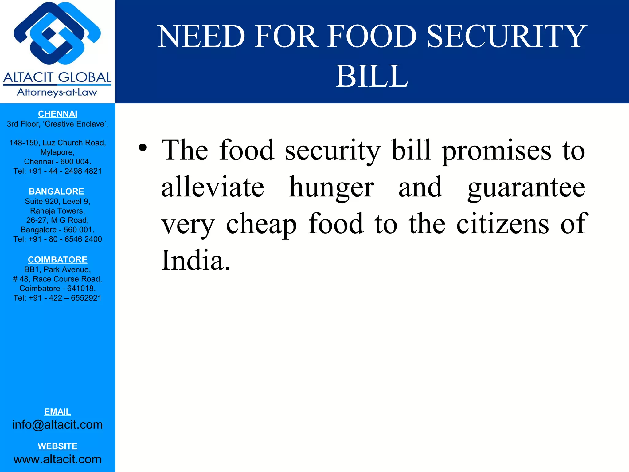 Food security bill | PPT