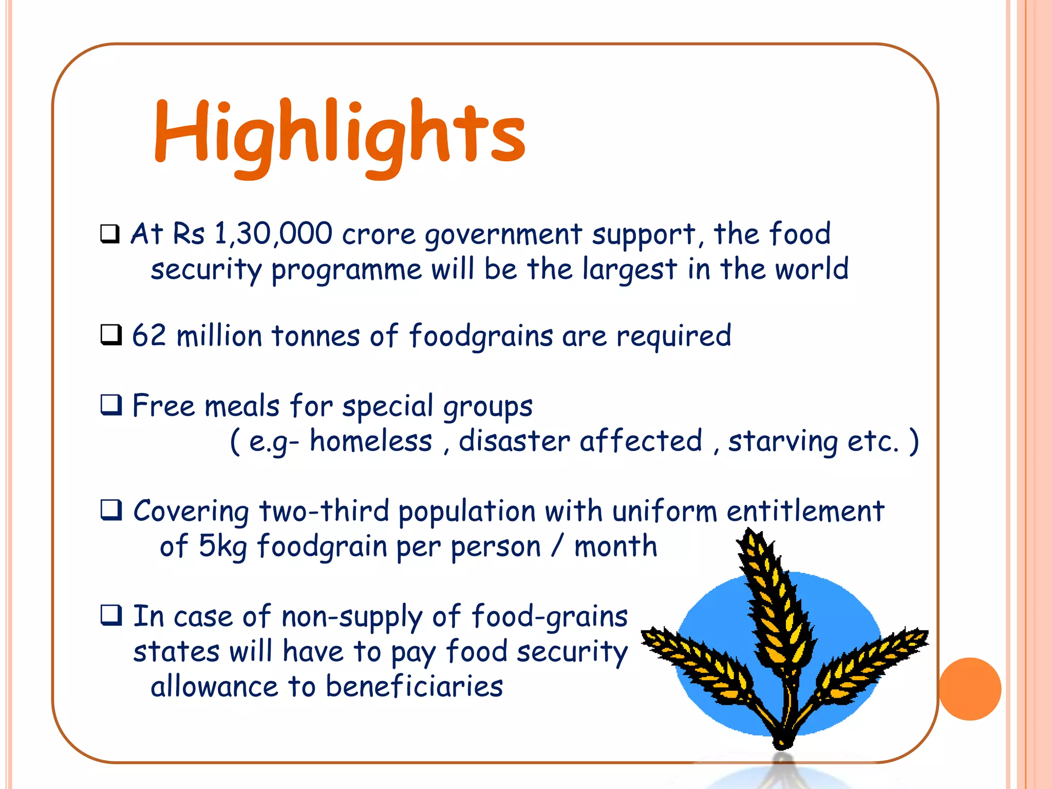 Food security bill | PPTX