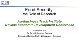 Food Security: The Role of Research | PPTX