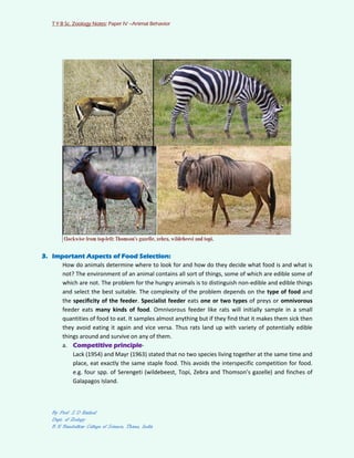 Animal Behavior: Food selection sudeshrathod | PDF