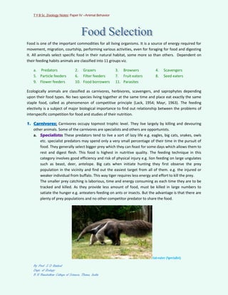 Competition Between Animals For Food