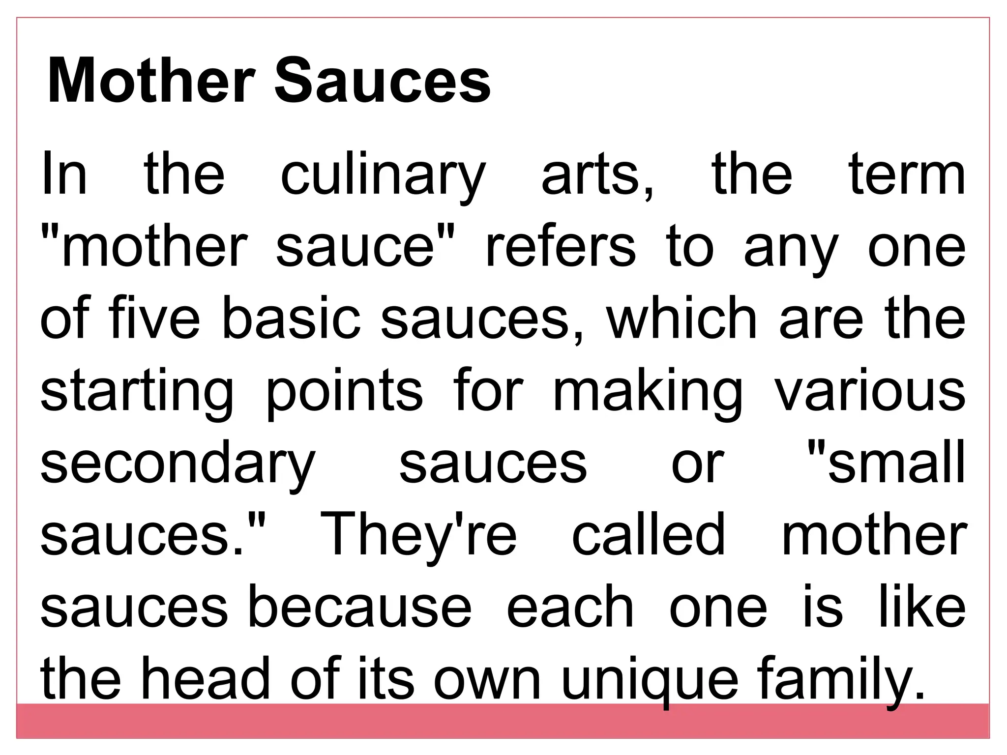 Food Sequence, mother sauces for BSHM .ppt