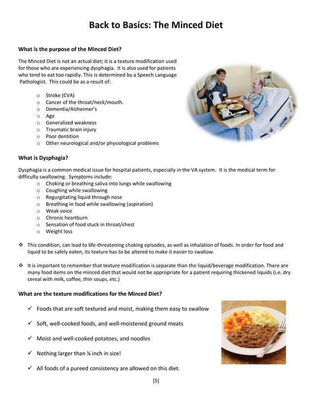 Foodservice minced diet in-service | PDF