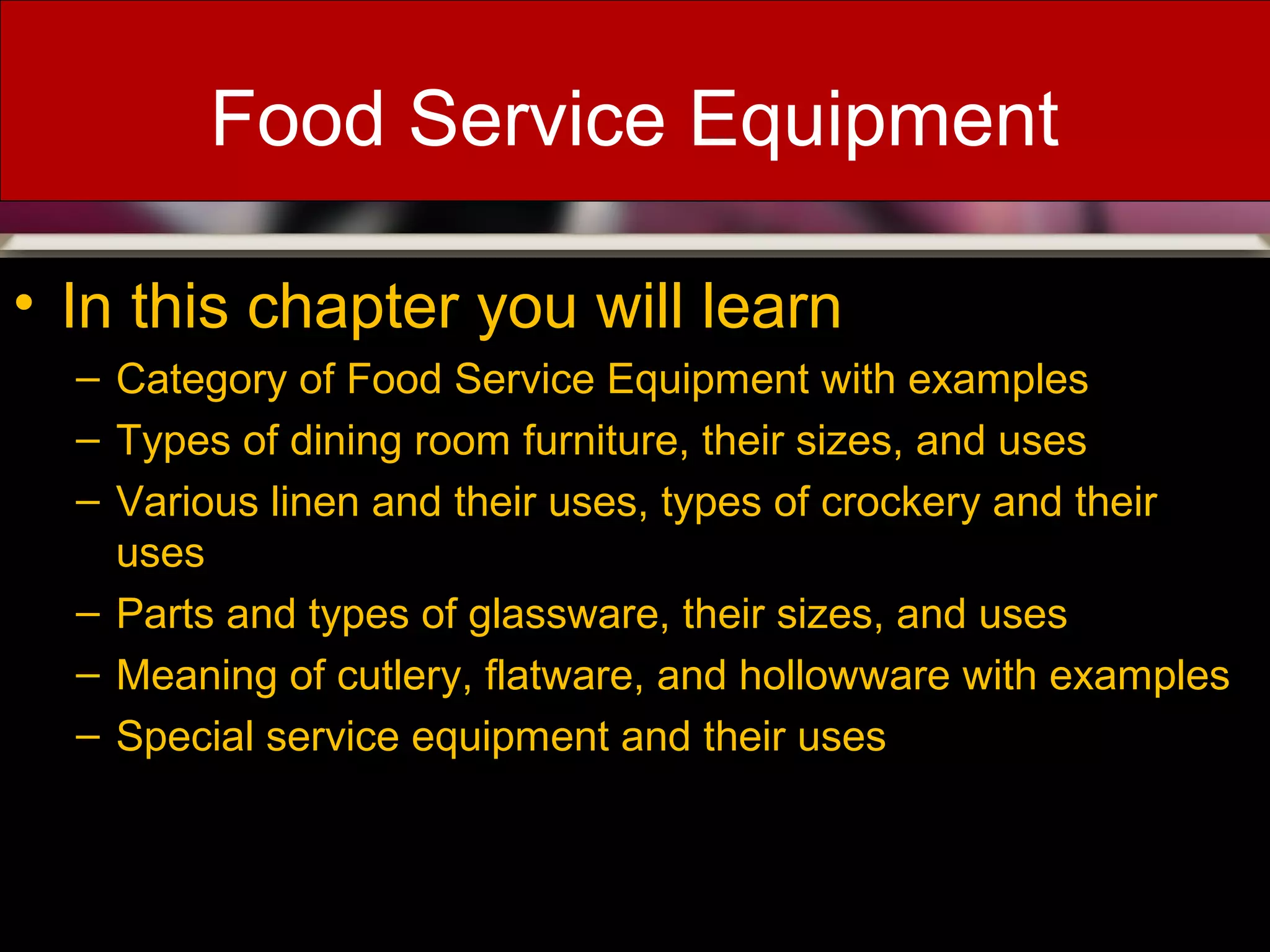 Food service equipments | PPT