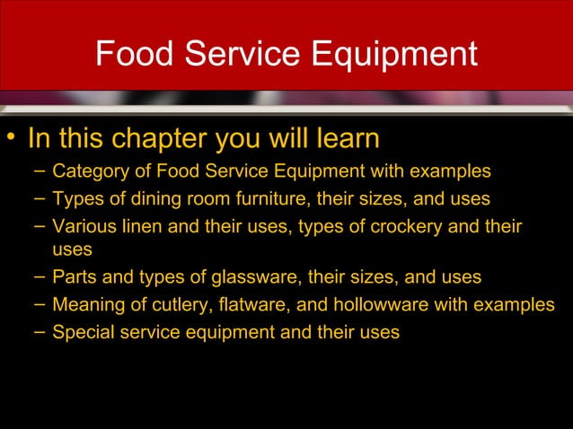 Food service equipments | PPT