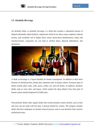 ALCOHOLIC BEVERAGE SERVING PROCEDURES | PDF