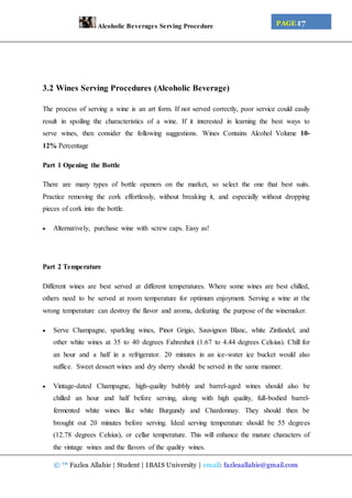 Alcoholic Beverage Serving Procedure | DOCX