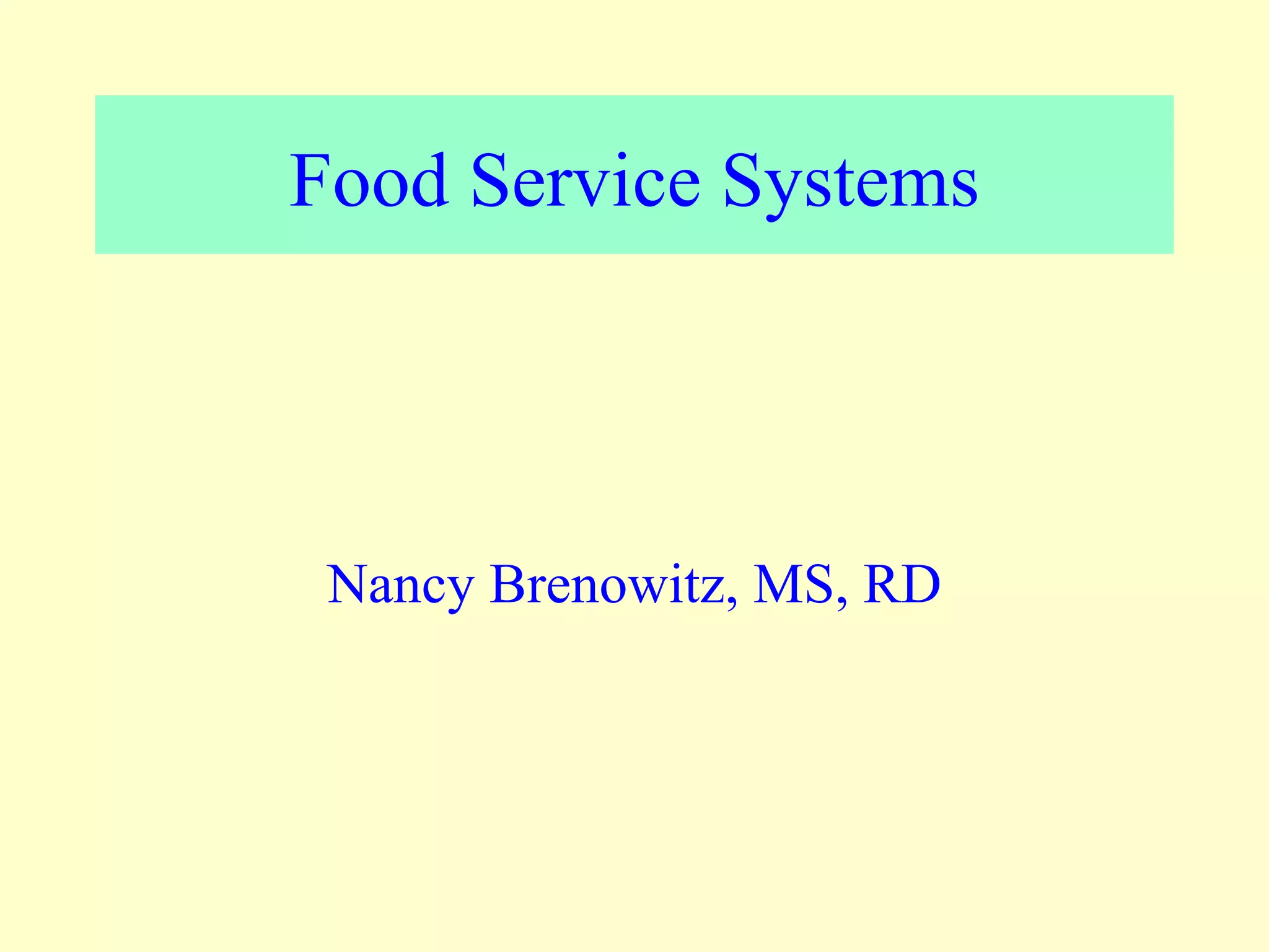 Foodservice systems2 | PPT