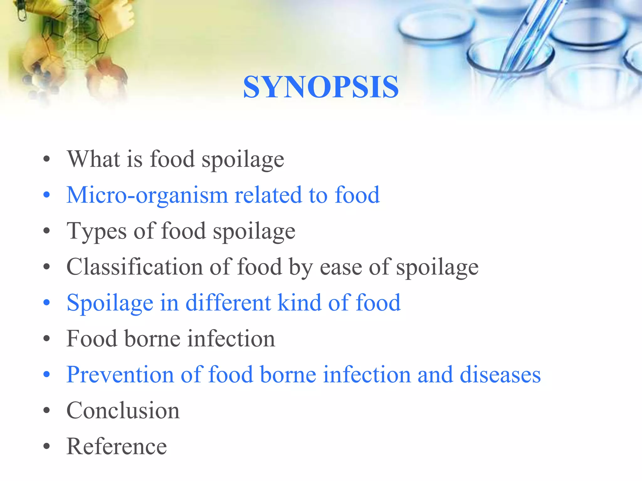 Food spoilage & food borne infection | PPTX