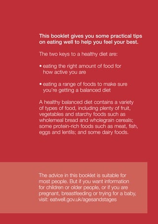 Food Standards Agency (2010) Eat Well - 8 tips for making healthier ...