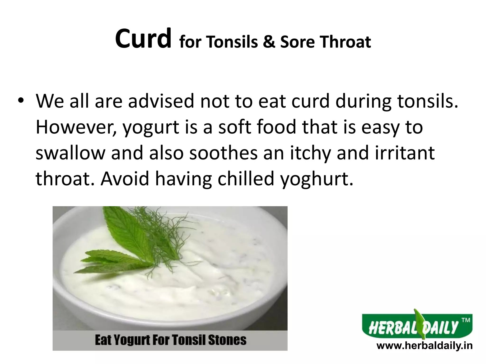 Foods to Eat & Avoid in Tonsils & Sore Throat | PPTX