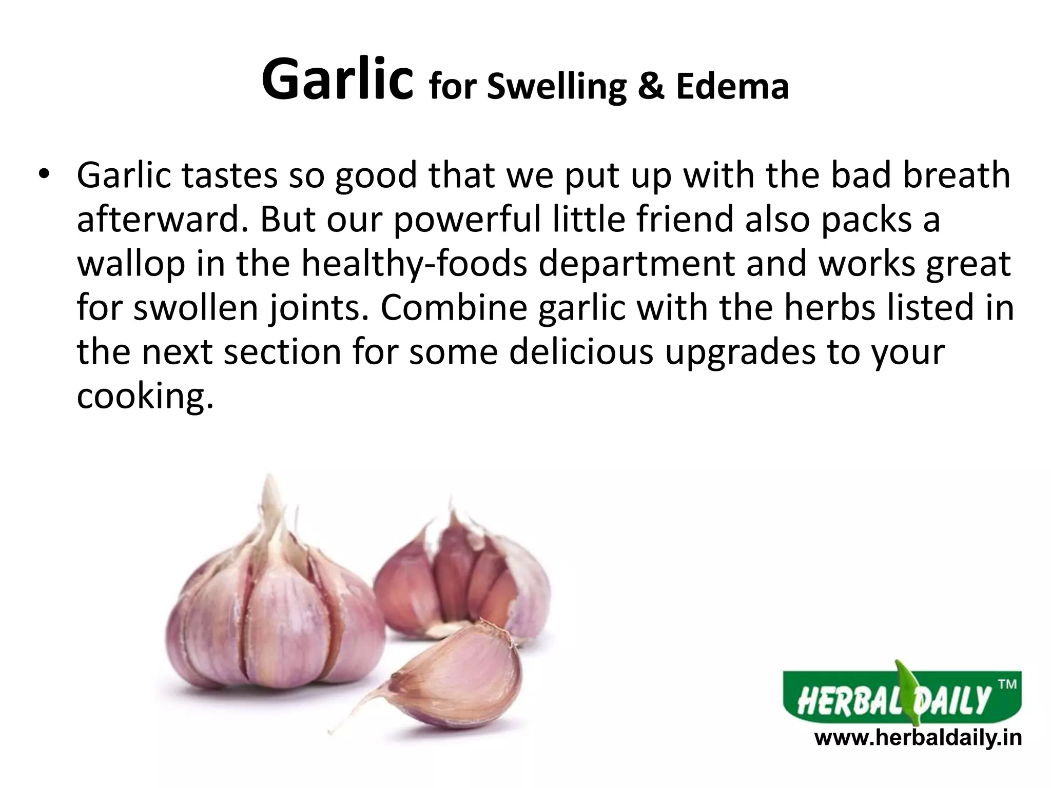 Foods to Eat in Swelling & Edema | PPTX | Nutrition | Healthy Living