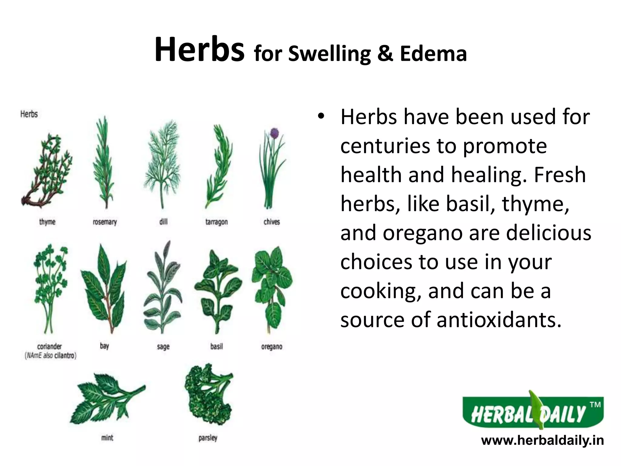 Foods to Eat in Swelling & Edema | PPTX | Nutrition | Healthy Living