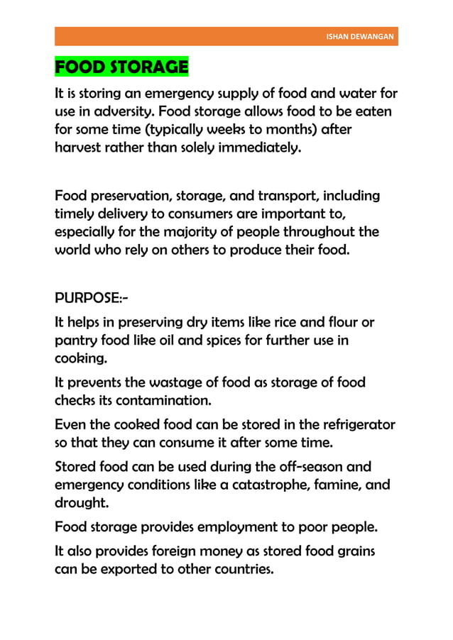 FOOD STORAGE | PDF