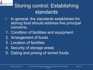 Food storing and issuing control | PPTX