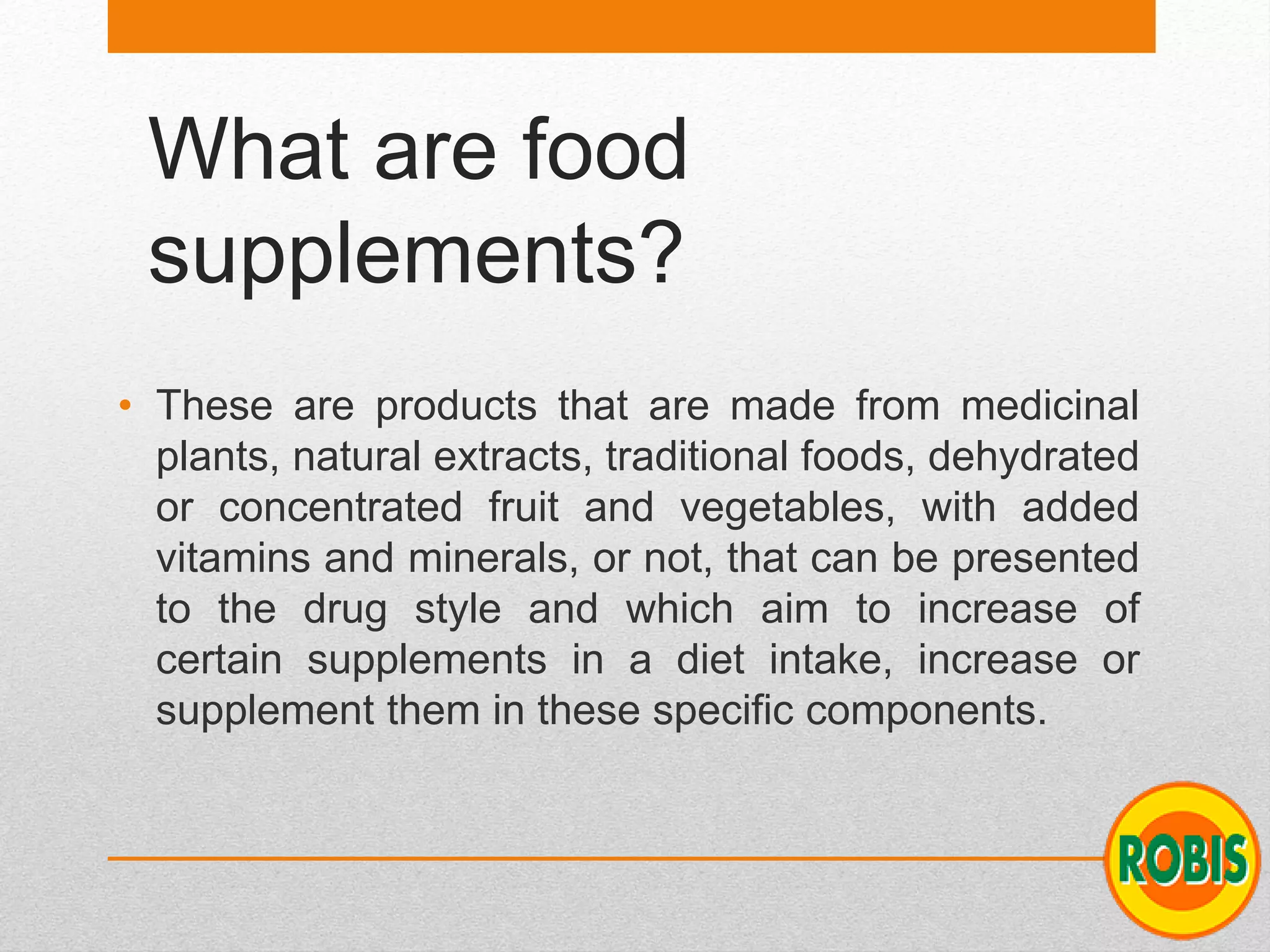 Food supplements, benefits and recommendations | PDF