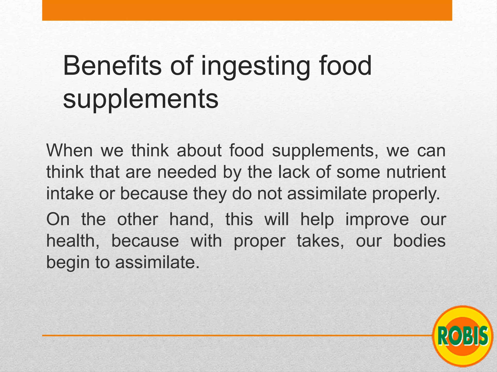 Food supplements, benefits and recommendations | PDF