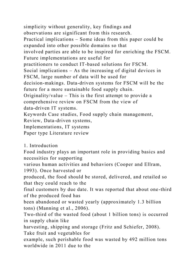 Food supply chain managementsystems, implementations, and.docx