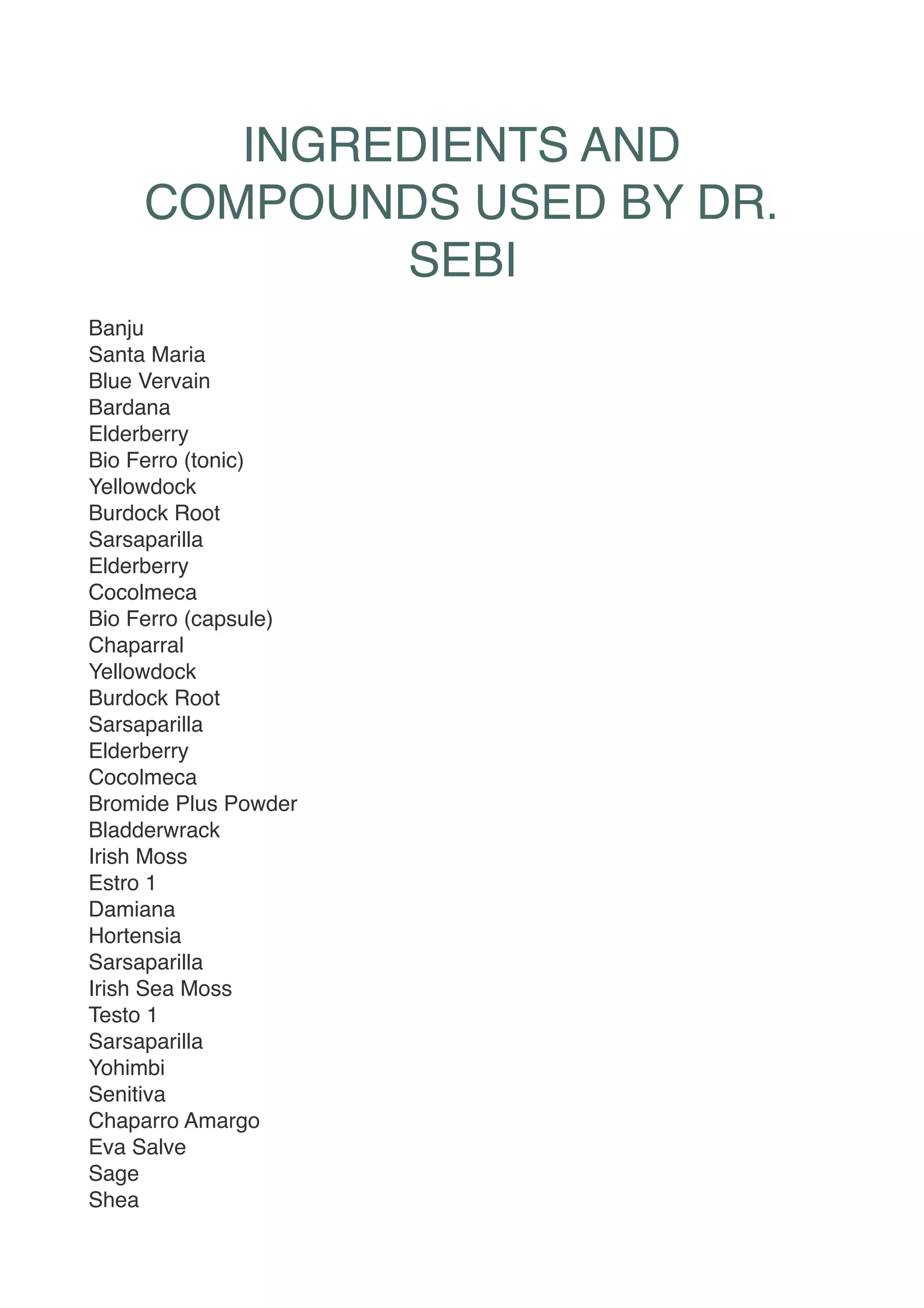 Foods used by dr sebi | PDF