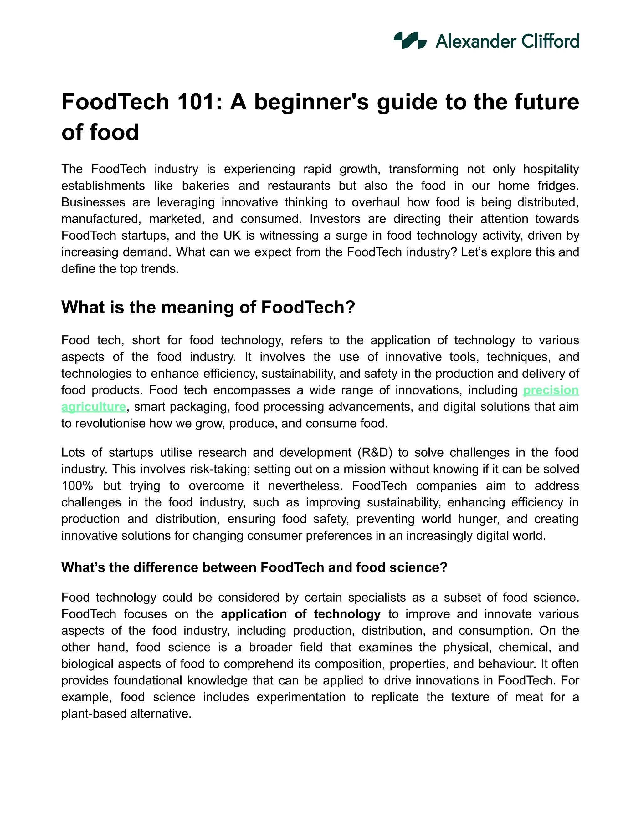 FoodTech 101: A beginner’s guide to the future of food | PDF