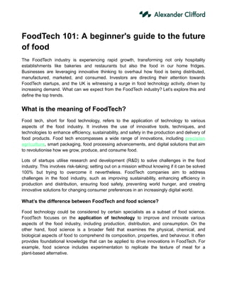 FoodTech 101: A beginner’s guide to the future of food | PDF