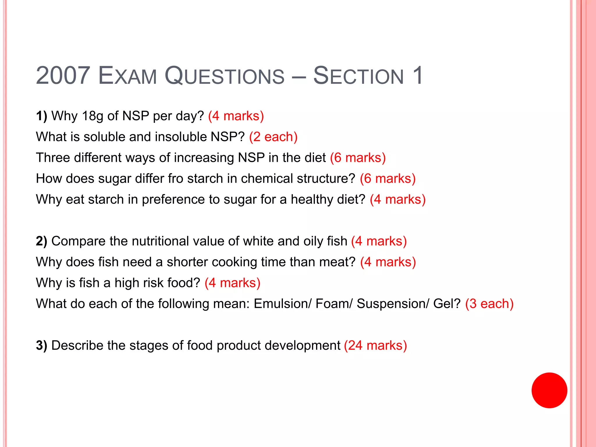Food Technology - Exam Questions | PPTX