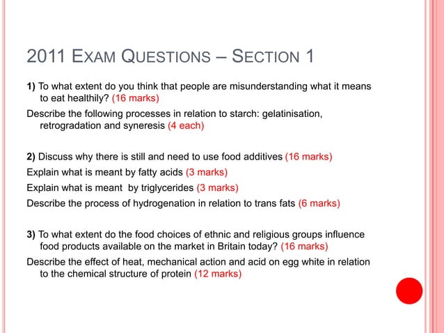 Food Technology - Exam Questions | PPTX | Nutrition | Healthy Living