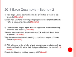 Food Technology - Exam Questions | PPTX
