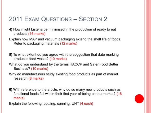 Food Technology - Exam Questions | PPTX | Nutrition | Healthy Living