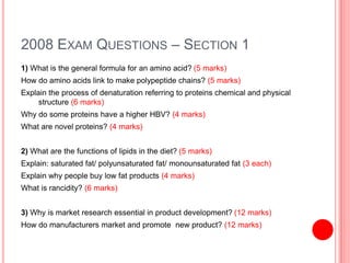 Food Technology - Exam Questions | PPTX