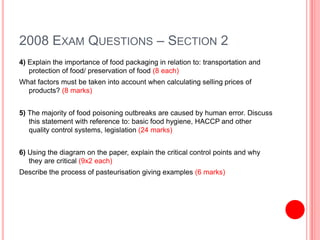 Food Technology - Exam Questions | PPTX