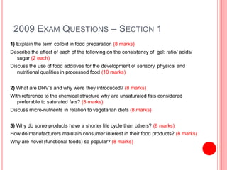 Food Technology - Exam Questions | PPTX