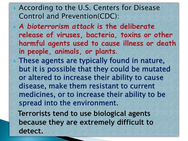 Food terrorism and biocrimes | PPTX | Infectious Diseases | Diseases ...