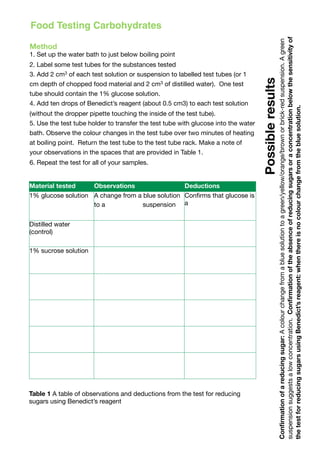 Food Testing Carbohydrates | PDF