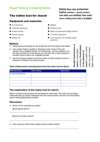 Food Testing Carbohydrates | PDF