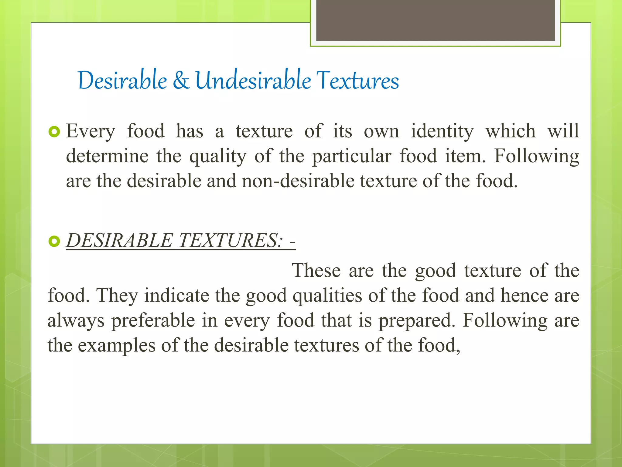 Food textures | PPTX