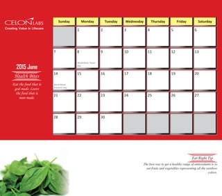 Food the best medicine calendar celon labs | PDF